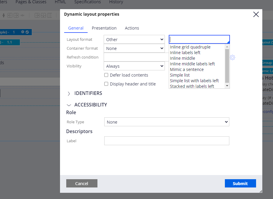 I'm not able to see the layout formats option in Dynamic Layout properties | Support Center